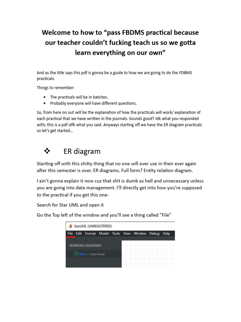 FDBMS Practical Exam Guide | PDF