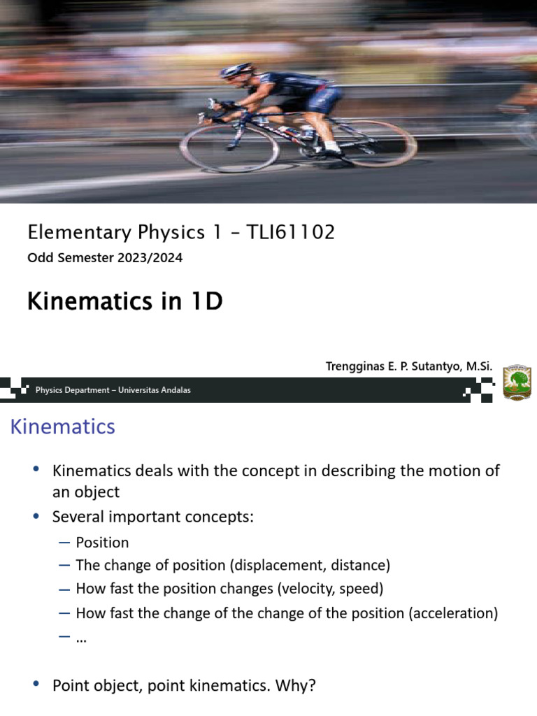 (2) Kinematics in 1D | PDF