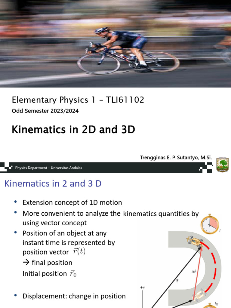 Kinematics in 2D and 3D | PDF | Acceleration | Teaching Methods & Materials