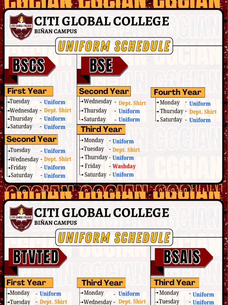 College Uniform Sched | PDF