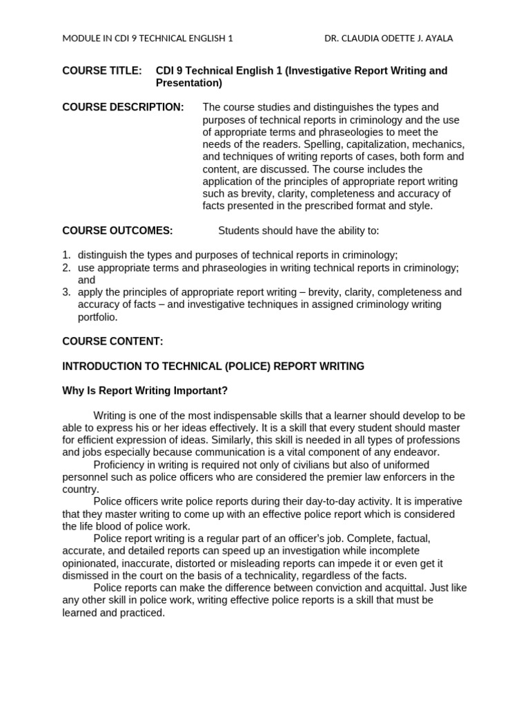 Module in CDI 9 Technical English 1 | PDF