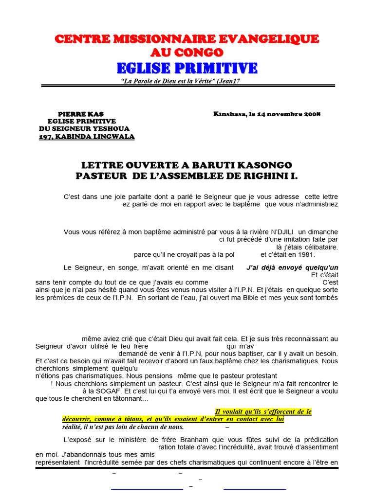 Lettre Ouverte A Baruti Kasongo | PDF