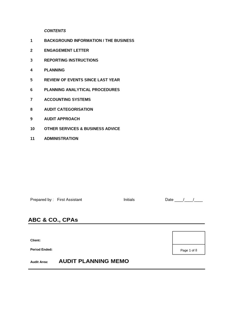 01 Audit Planning Memo | PDF