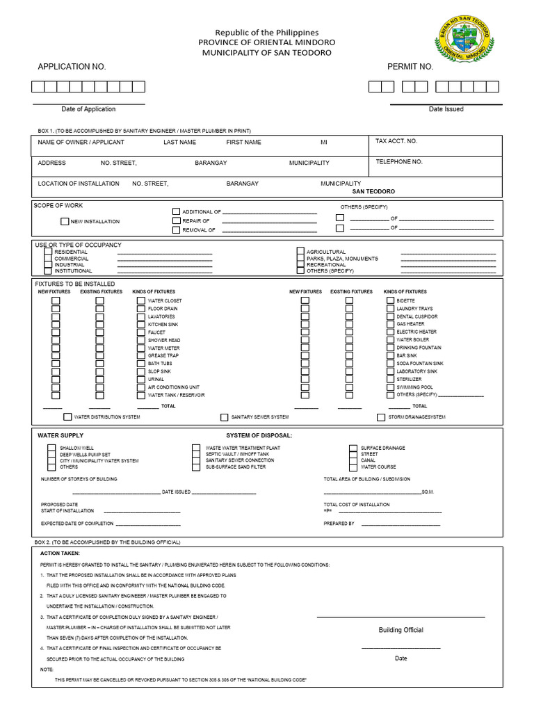 Sanitary - Plumbing Permit | PDF | Plumbing | Sink