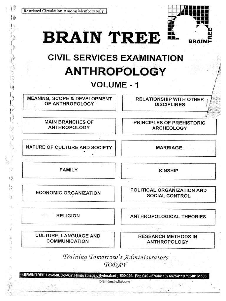 Brain Tree Anthropology Notes Part 1 | PDF