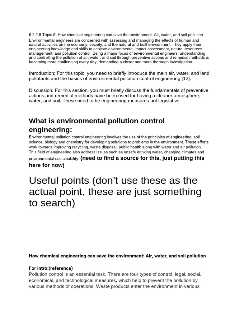 Project 1 Part 2 - How chemical engineering can save the environment ...