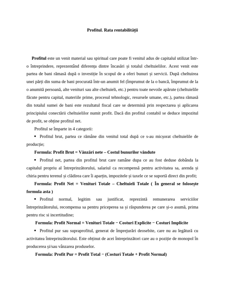 Profitul | PDF