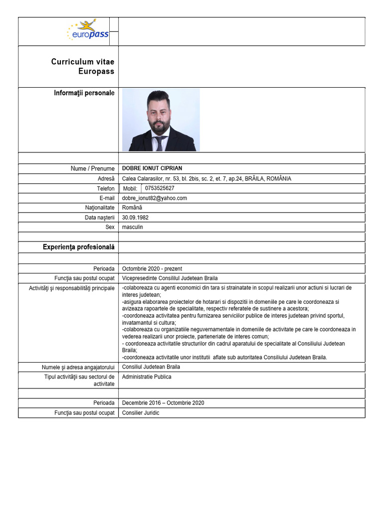 CV - Ionut Ciprian DOBRE | PDF