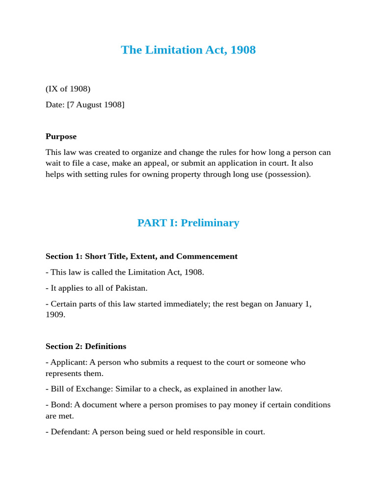 Limitation Act Notes | PDF