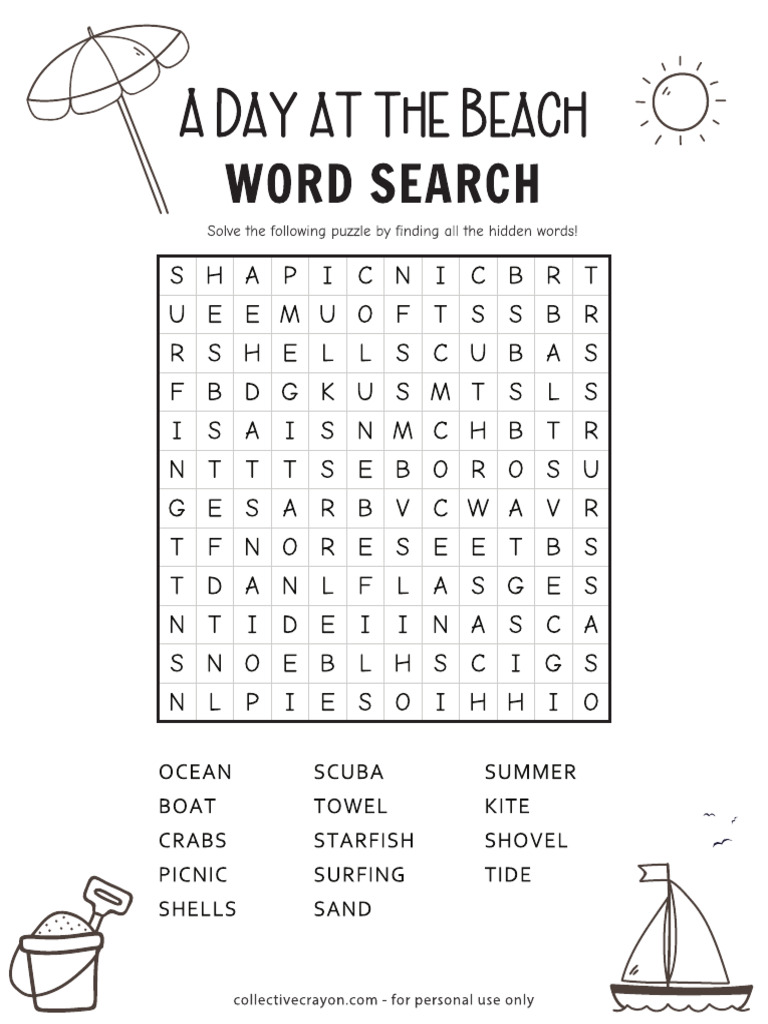 Beach Word Search | PDF