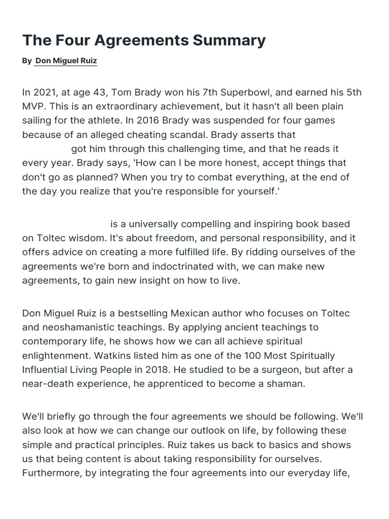 The Four Agreements | PDF | Knowledge | Self-Improvement