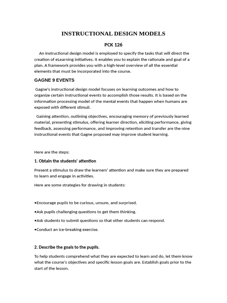 INSTRUCTIONAL MODEL | PDF