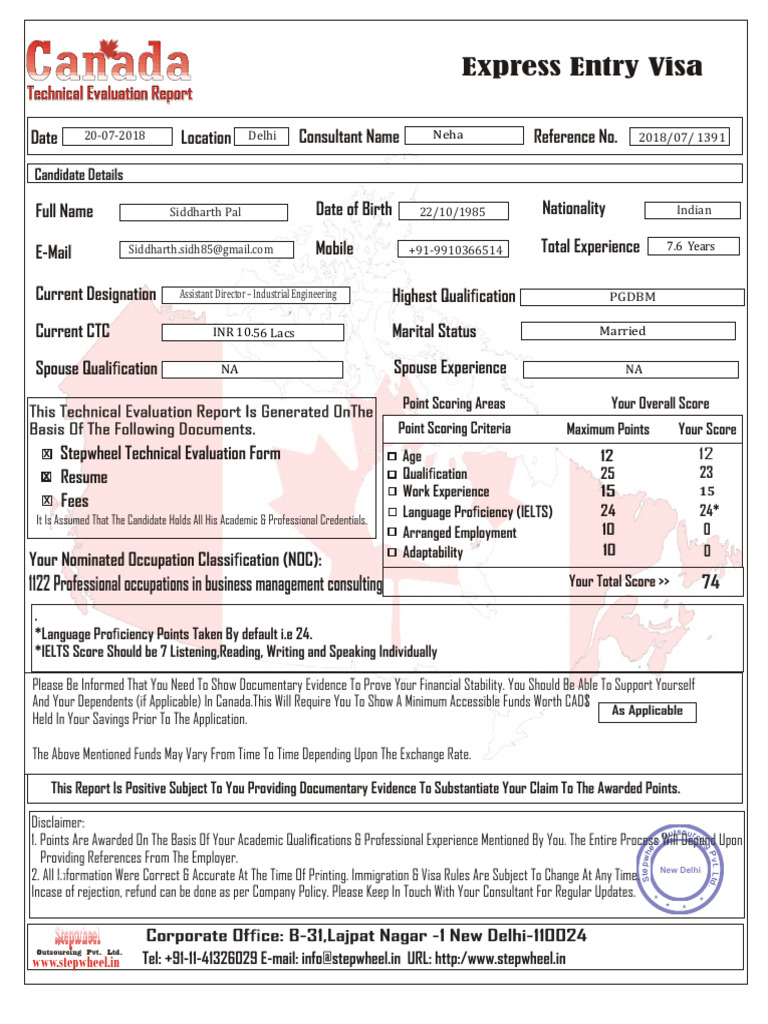 TE Report Canada Express Entry Siddharth Pal | PDF