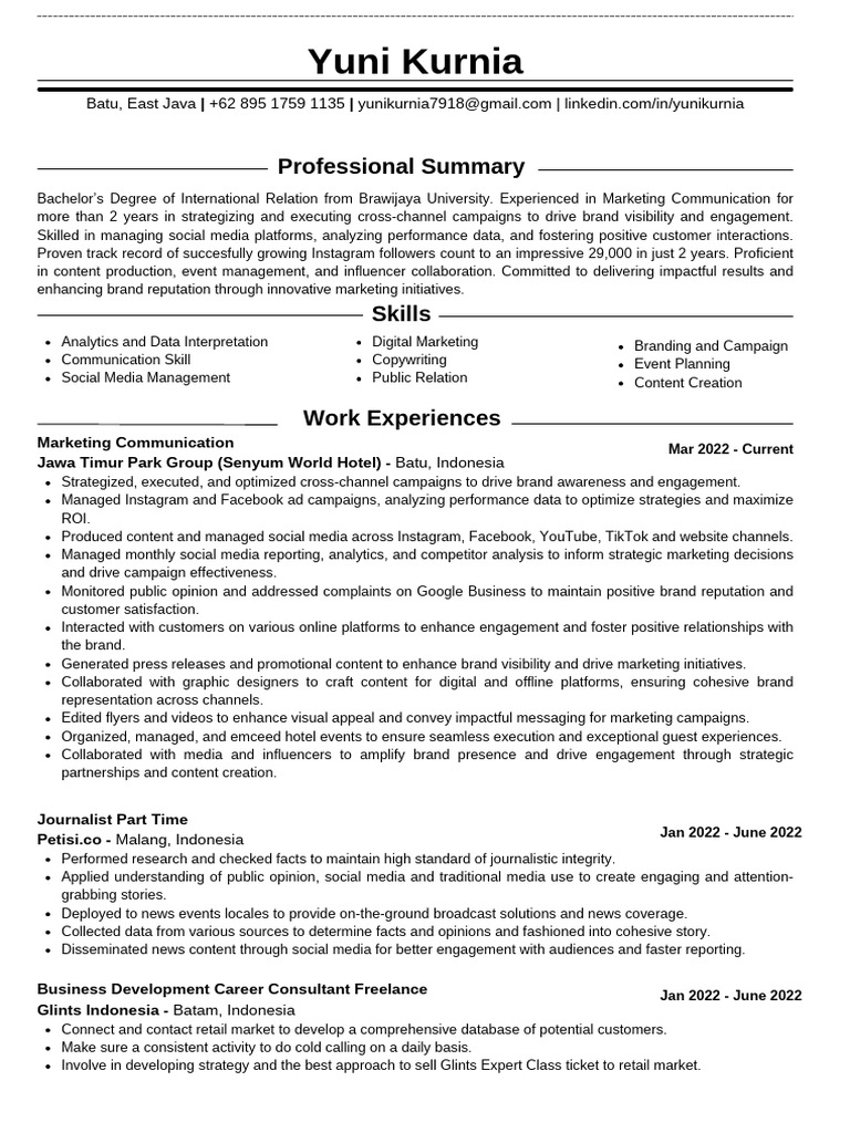 CV Yuni Kurnia | PDF