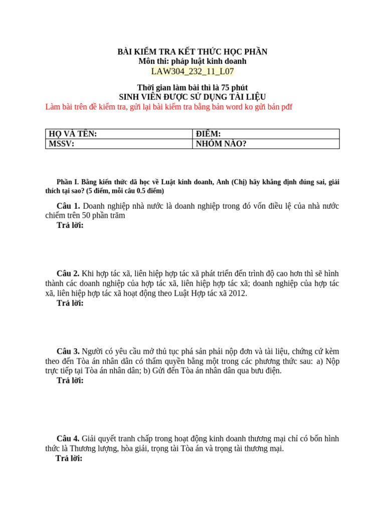 Đề Ktra LKD.L07 | PDF