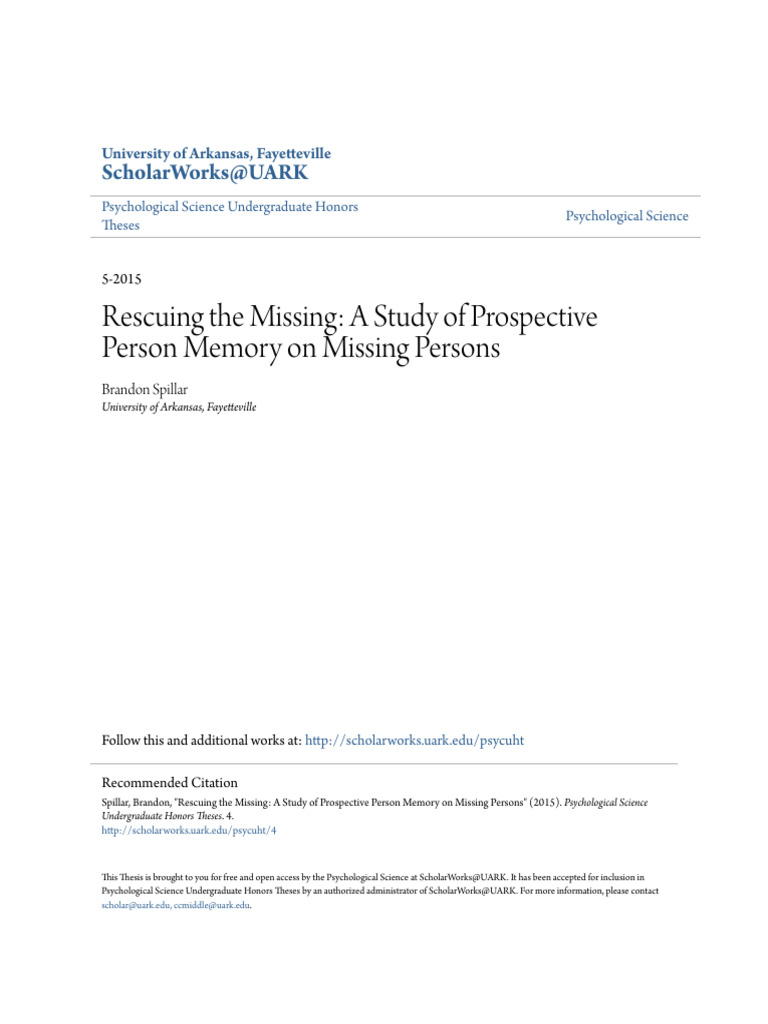A Study of Prospective Person Memory On Missing Persons - PDF Room | PDF