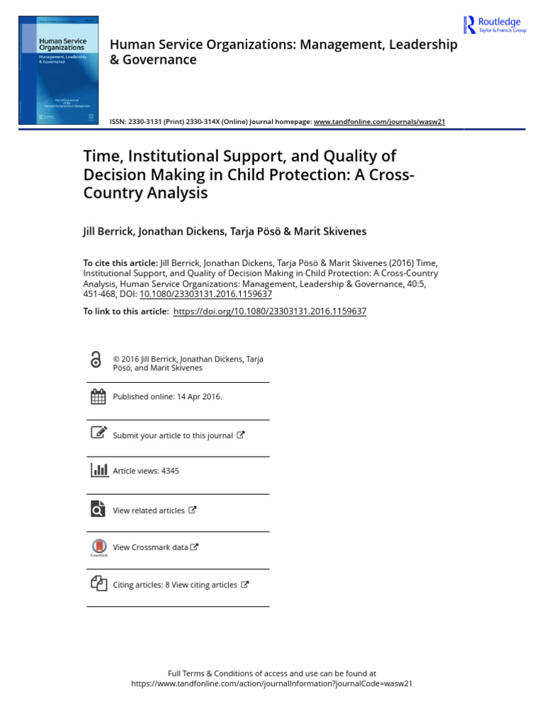 Time, Institutional Support, and Quality of Decision Making in Child ...