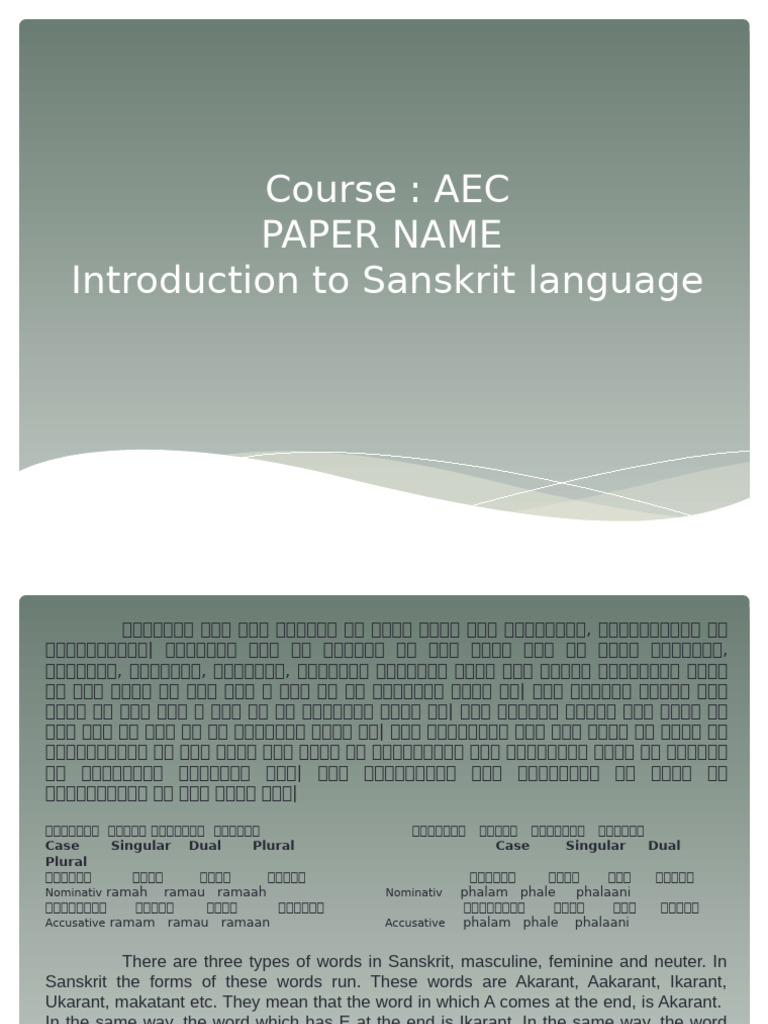 Sanskrit PPT BAP DU AECC | PDF