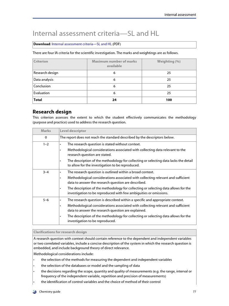Chemistry IA Criteria | PDF