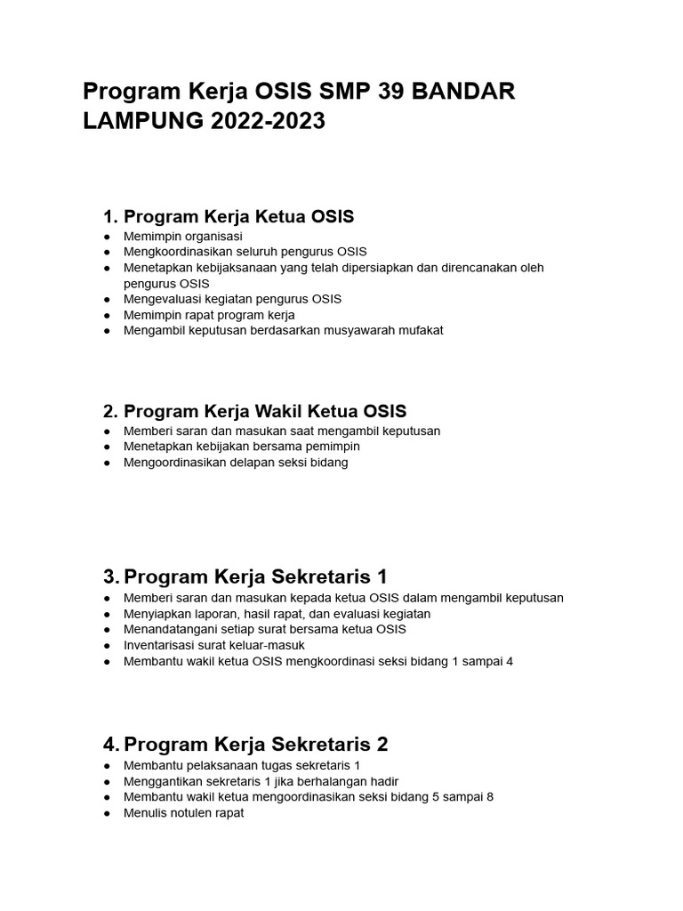 Program Kerja OSIS | PDF