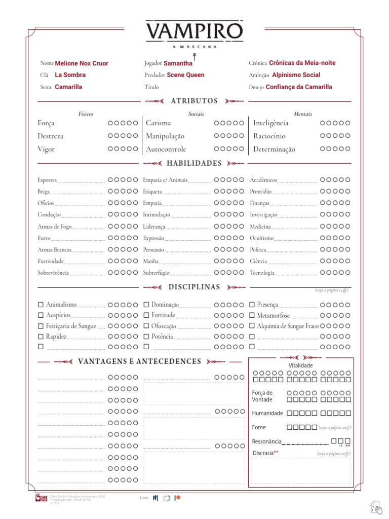 VtM5e PT CharacterSheet 4pPLUS | PDF