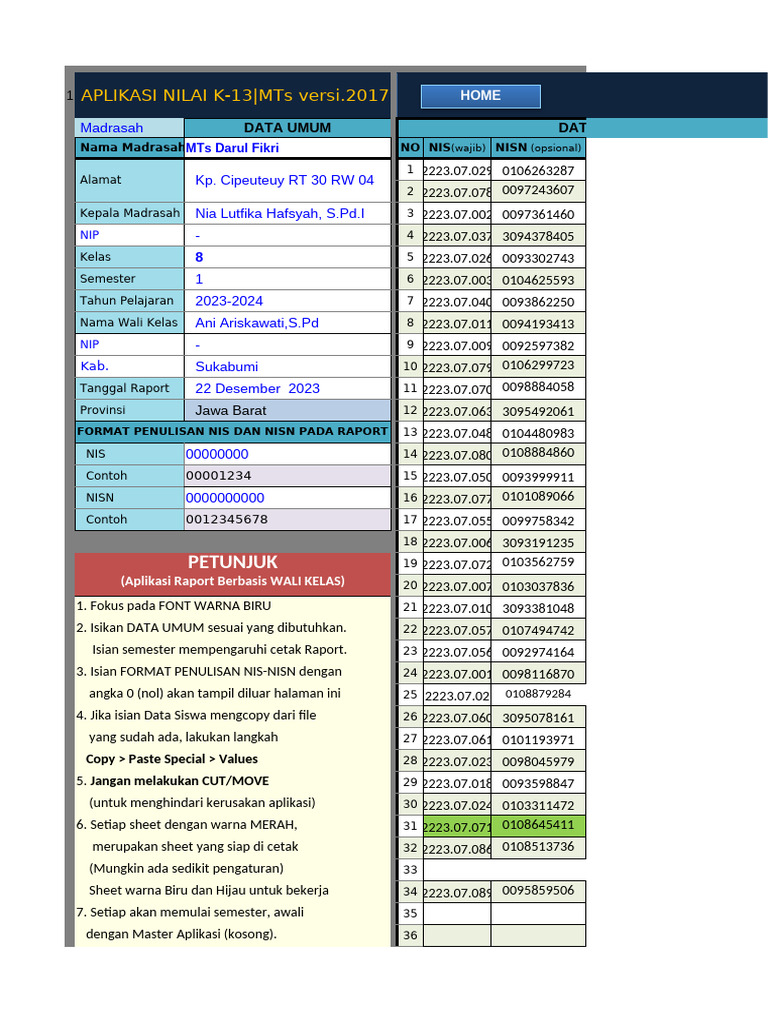 Raport Kelas 9A | PDF