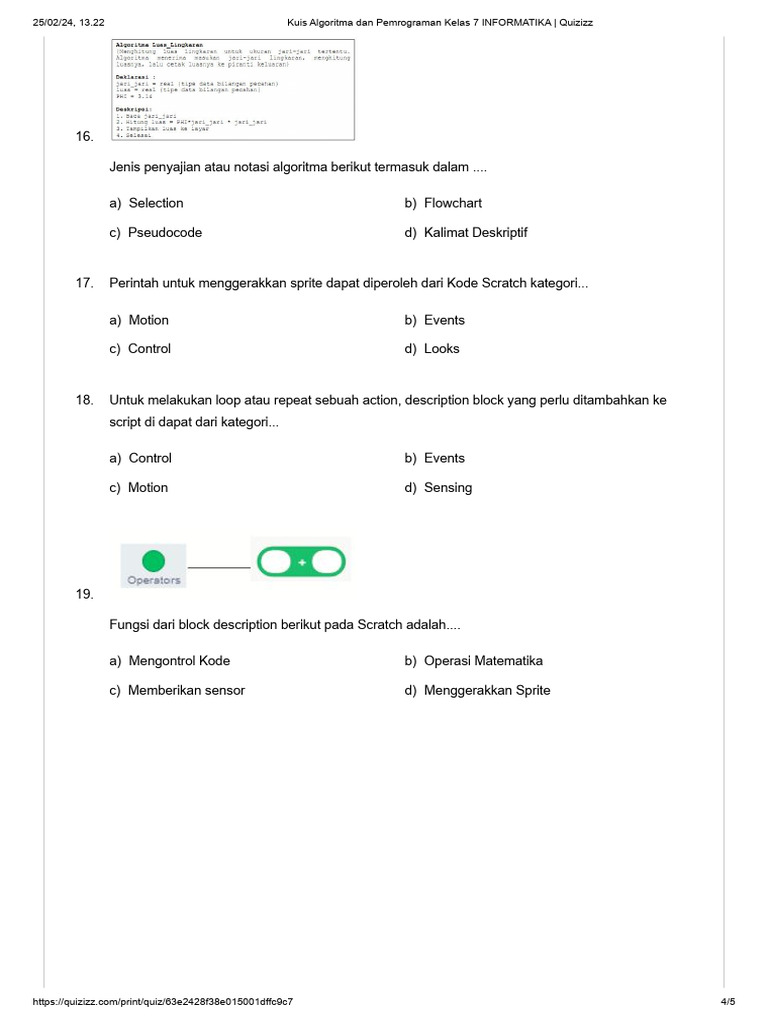 Kuis Algoritma Dan Pemrograman | PDF