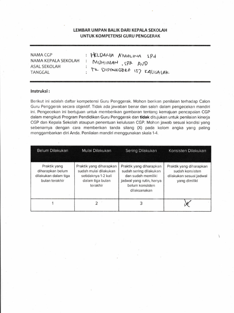 Umpan Balik Kepala Sekolah | PDF