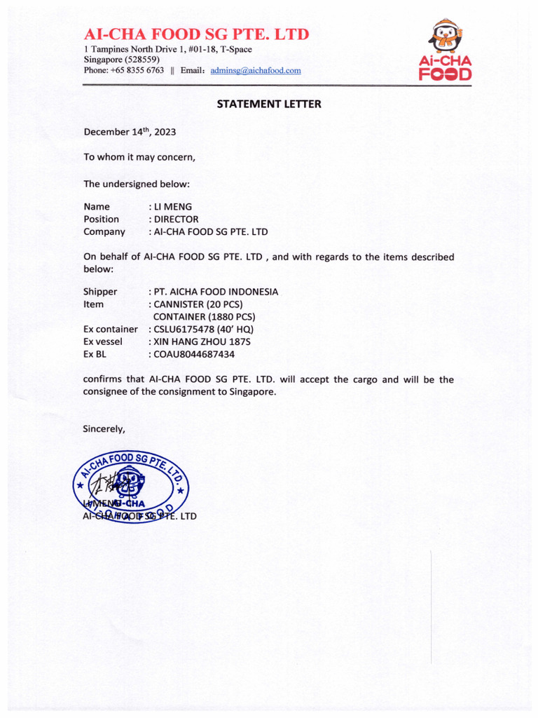 Statement Letter | PDF