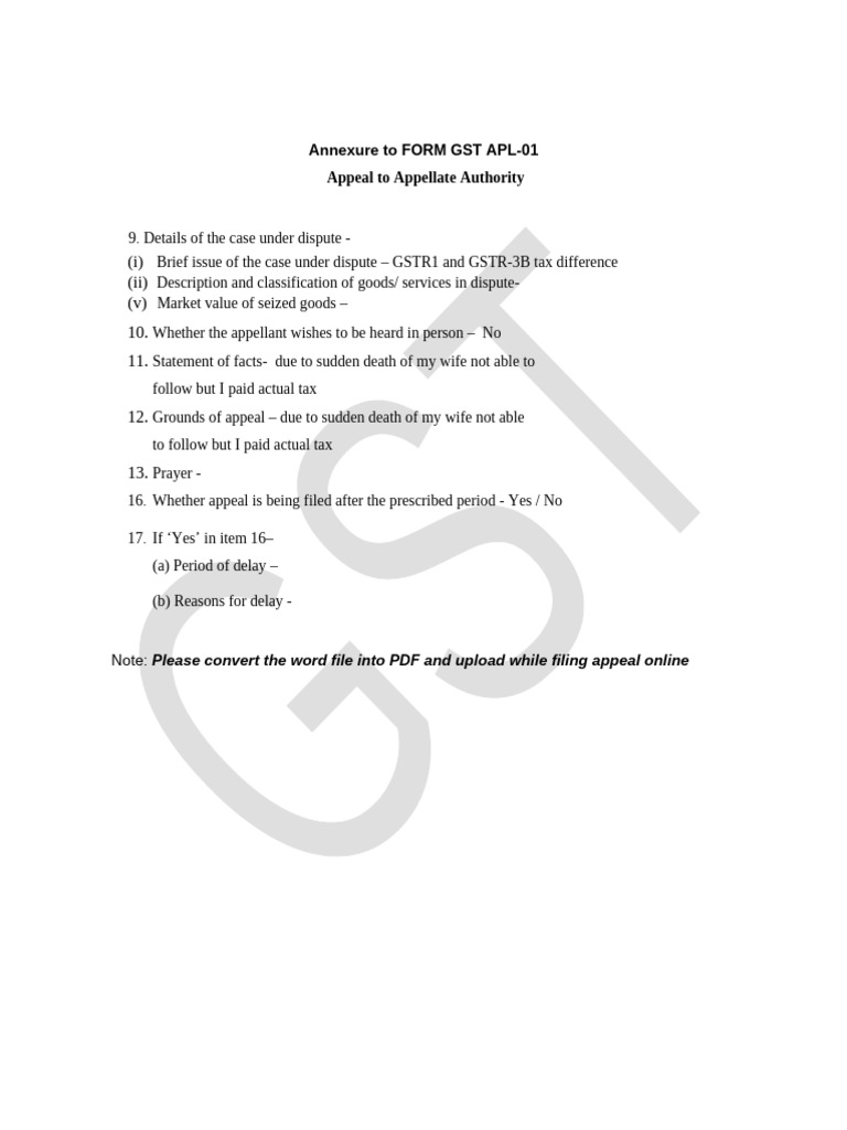 Apl Annexure Template | PDF