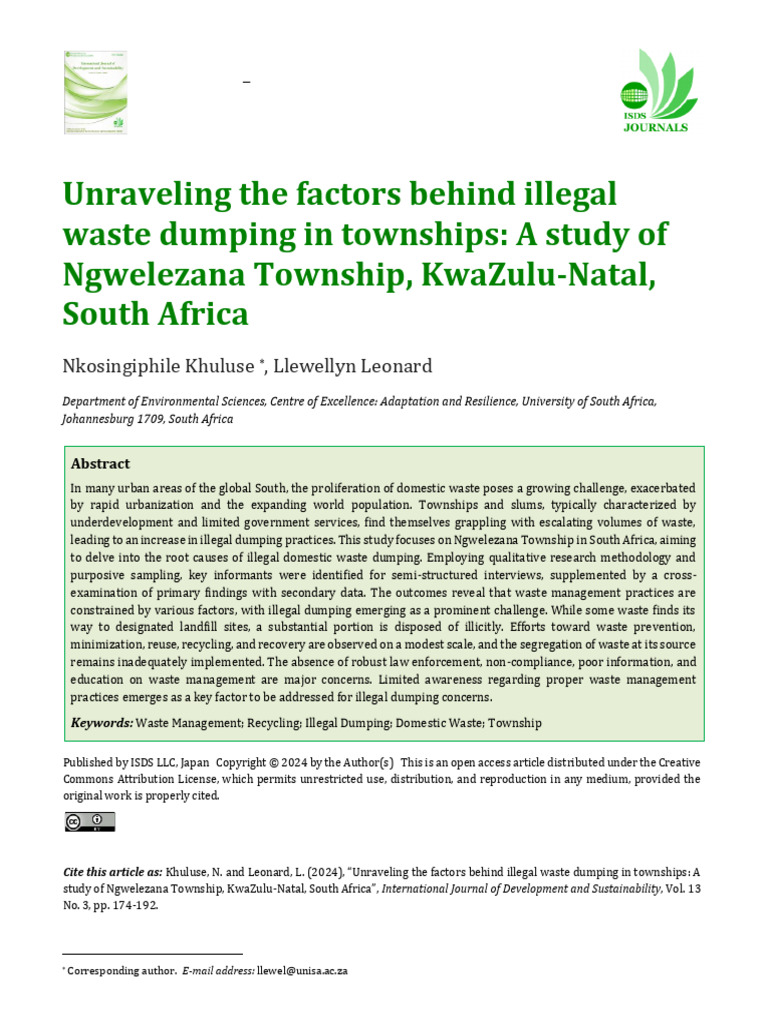 Final Paper - 2024 - Unravelling The Factors Behind Illegal Waste ...