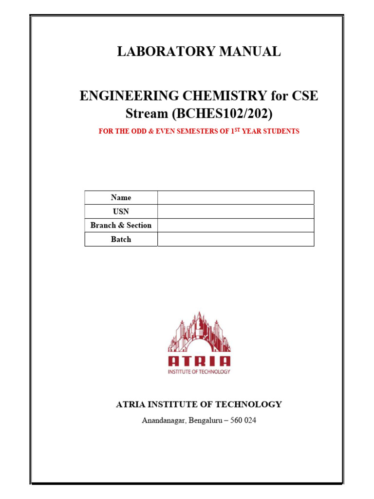 Chemistry Laboratory Manual 2023-24 | PDF | Ph | Acid