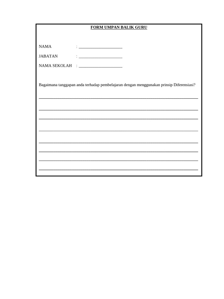 Form Umpan Balik Guru | PDF