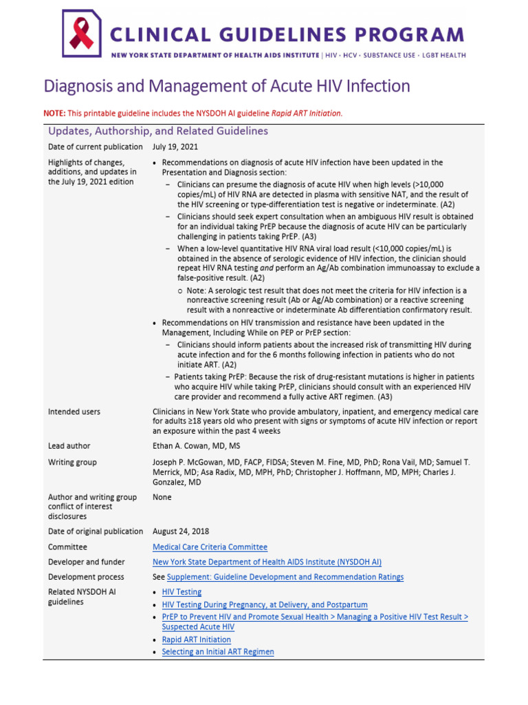 NYSDOH AI Diagnosis and Management of Acute HIV Infection - 10 5 2023 ...