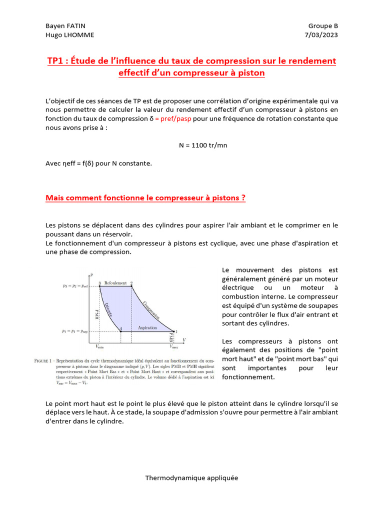 Tp1 Thermo Lhomme Fatin | PDF