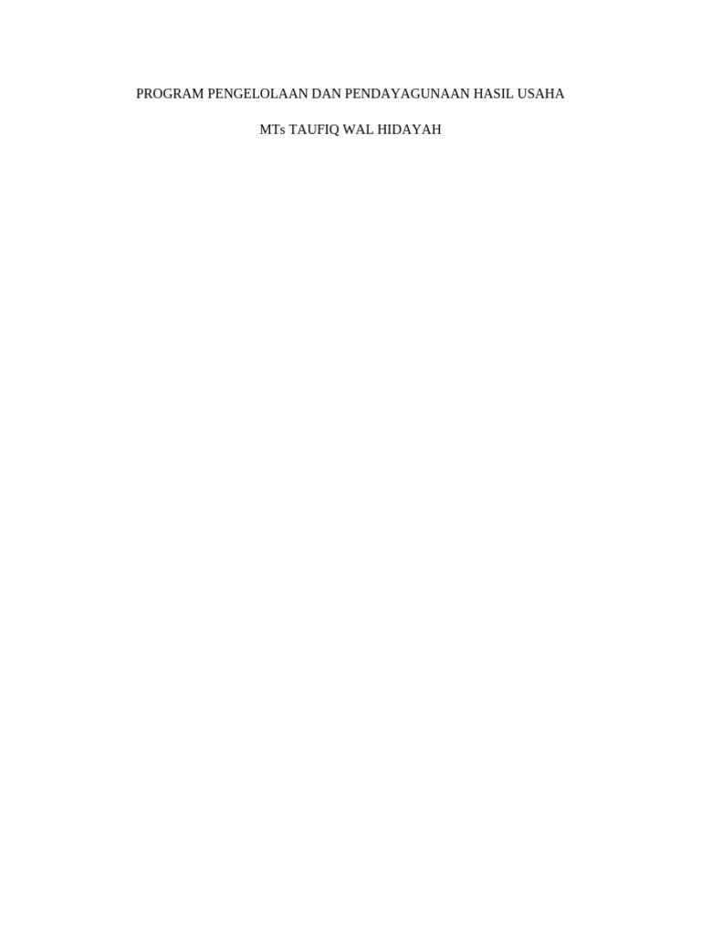 Program Pengelolaan Dan Pendayagunaan Hasil Usaha | PDF