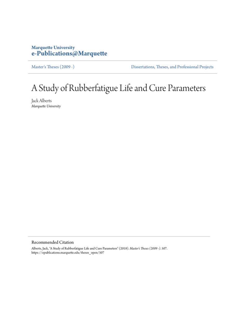 A Study of Rubber Fatigue Life and Cure Parameters | PDF