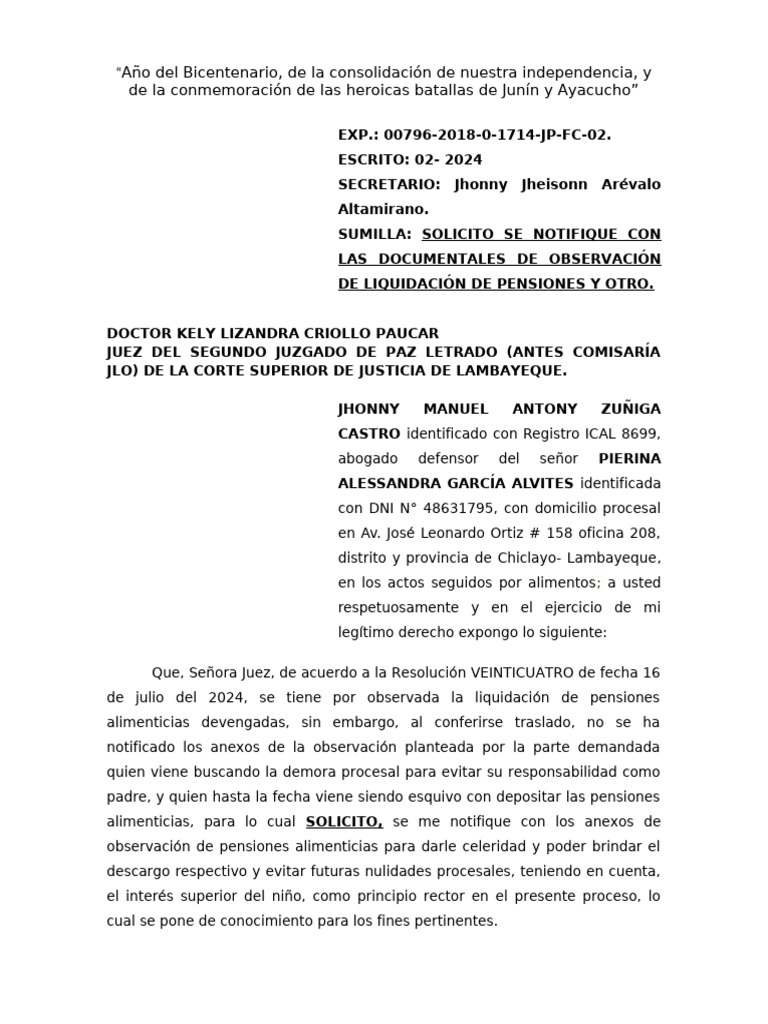Escrito Solicito 796-2018 | PDF