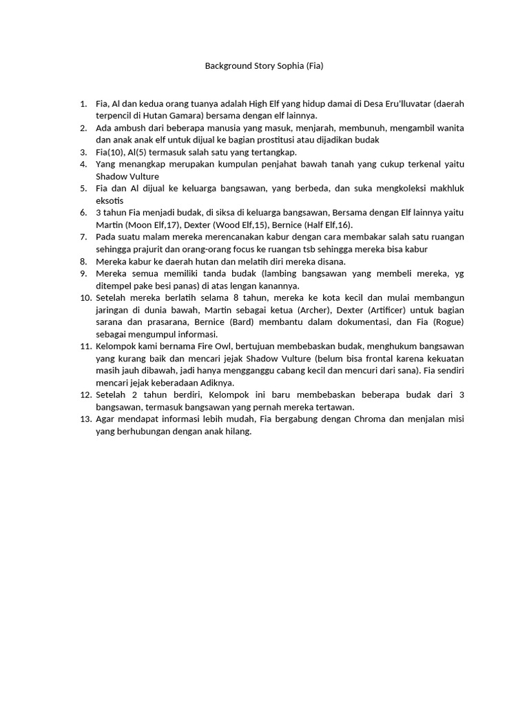 Background Story Sophia | PDF Background Story Sophia | PDF