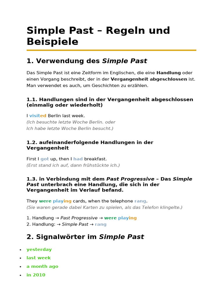 Simple Past | PDF
