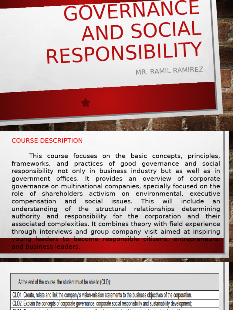 Good Governance and Social Responsibility PPT SYLLABUS | PDF