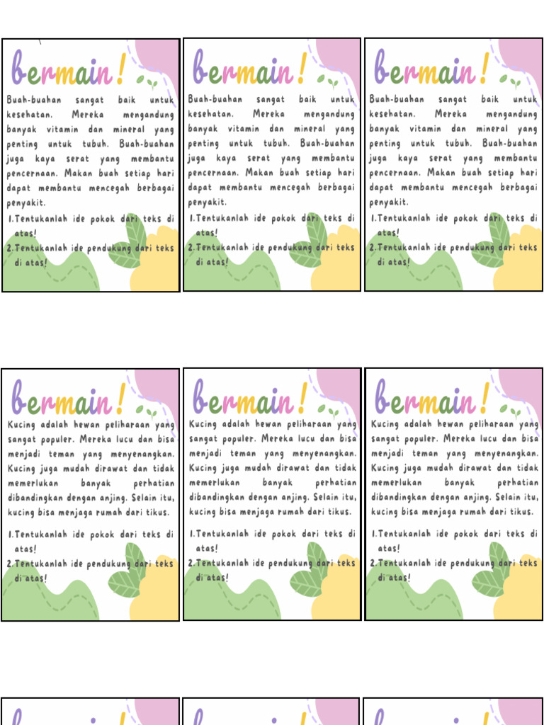 Kegiatan Ide Pokok Dan Ide Pendukung Kelas 3 SD | PDF