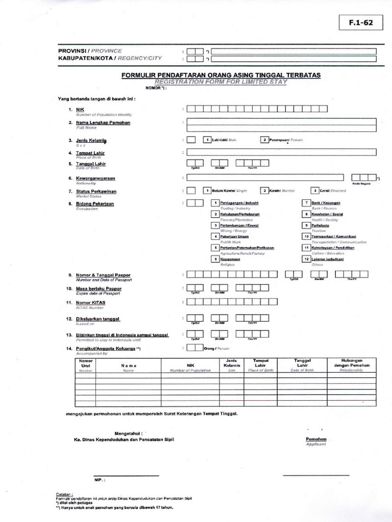 Formulir F1.62 | PDF