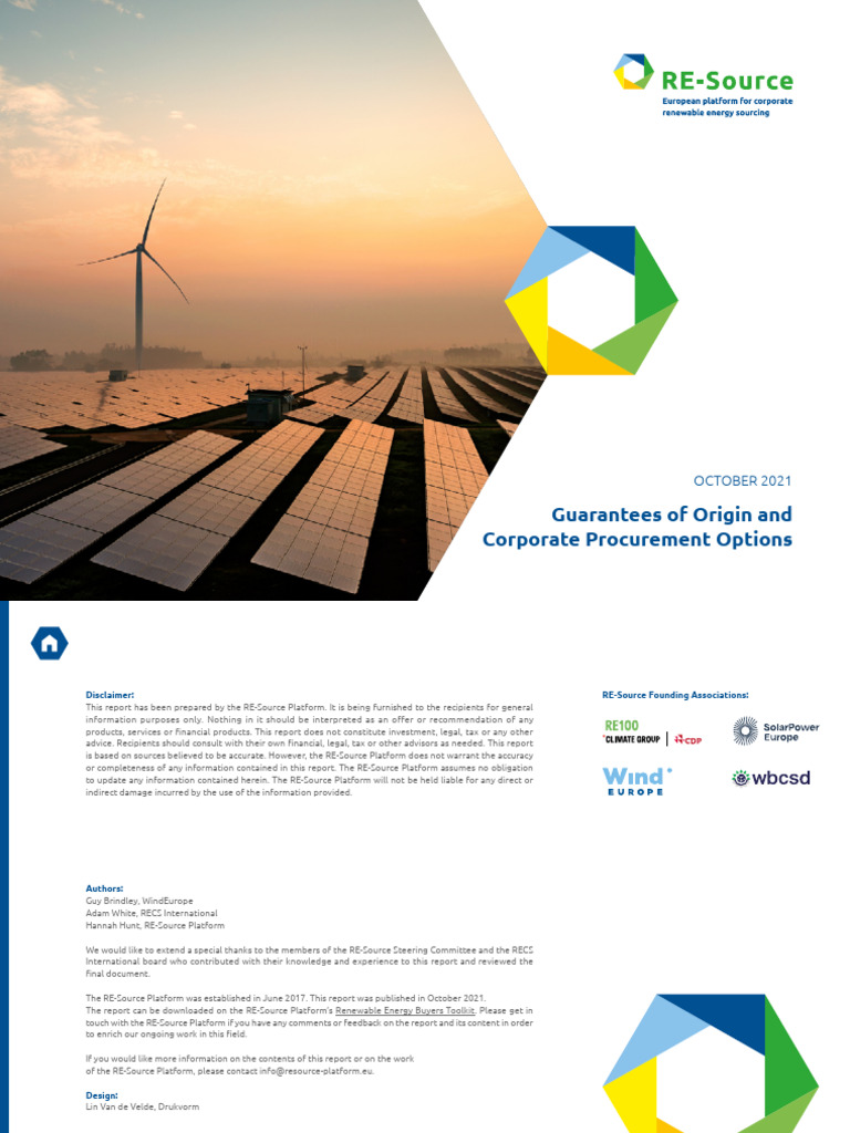 Guarantees of Origin and Corporate Procurement Options | PDF | Climate ...