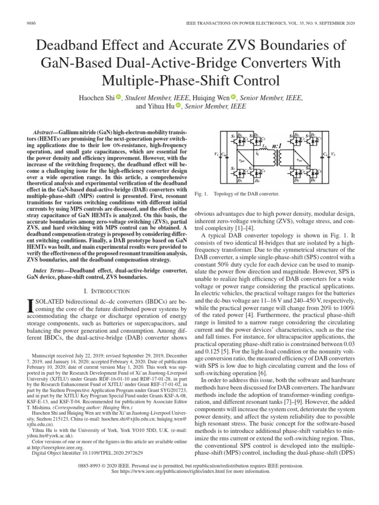Deadband Effect and Accurate ZVS Boundaries of GaN-Based Dual-Active-Bridge Converters With ...