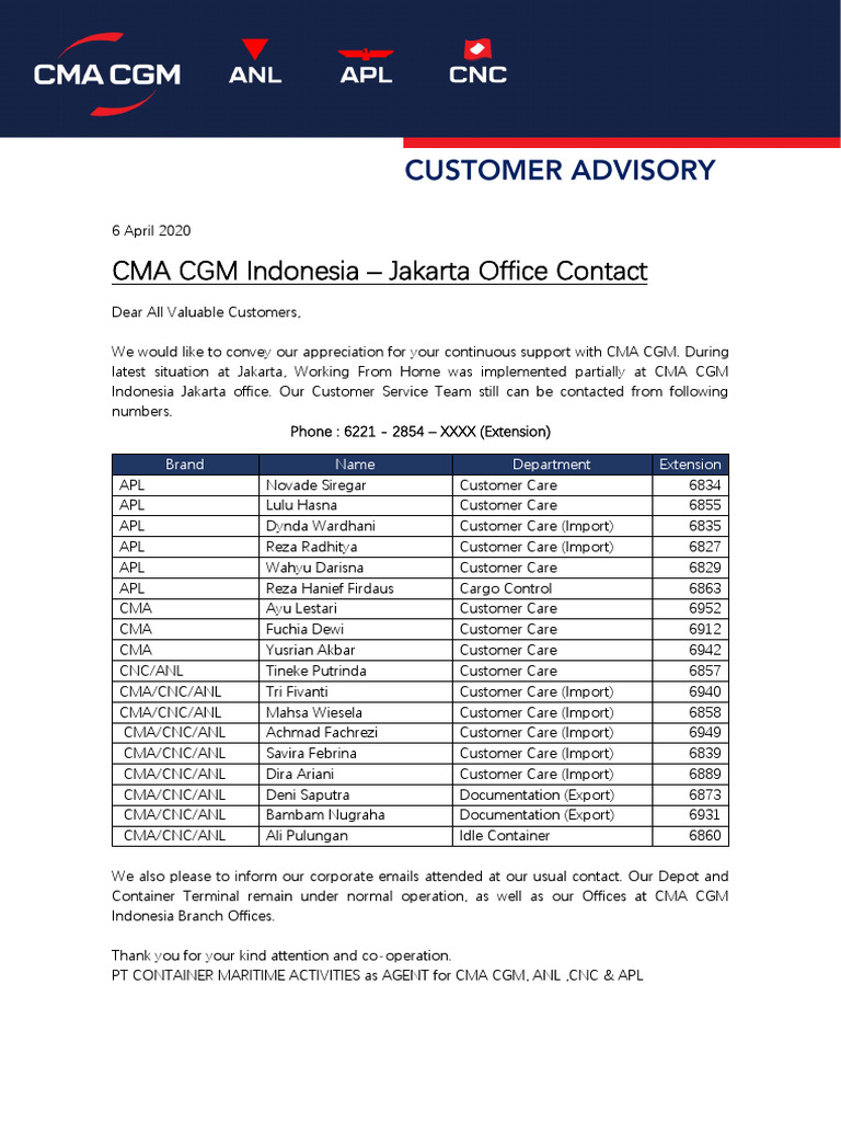 Customer Advisory CMA CGM 0604 | PDF