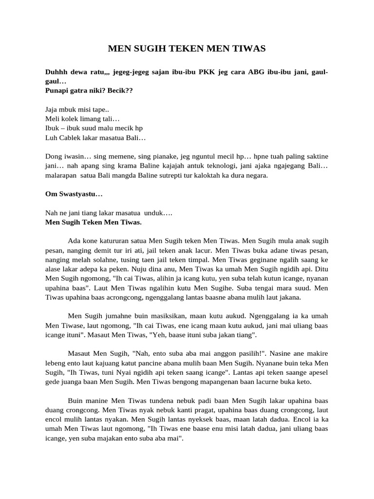 Men Sugih Teken Men Tiwas | PDF