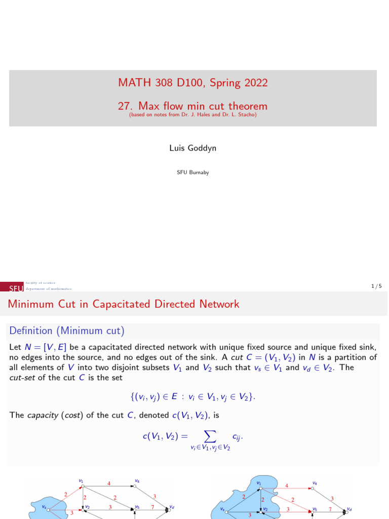 Max Flow Min Cut Theorem | PDF