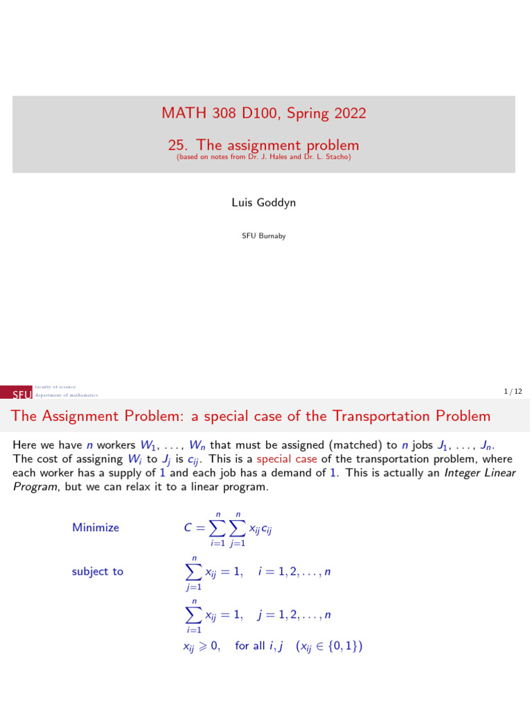 The Assignment Problem | PDF