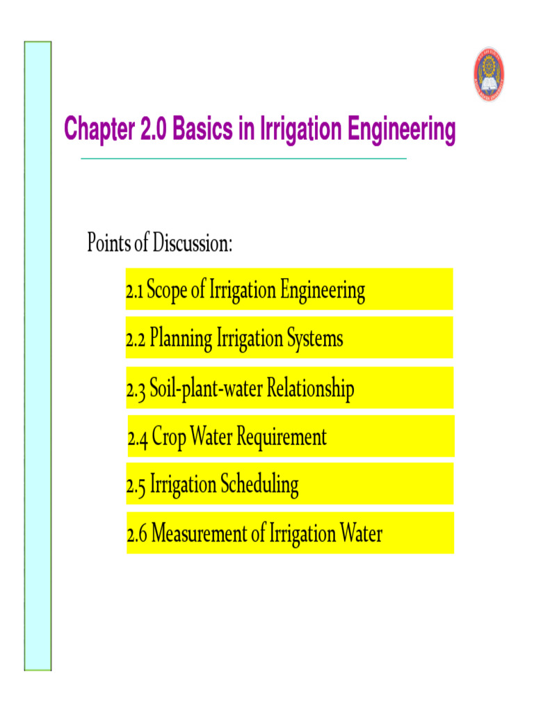 Chap 2 Basics in Irrigation Engineering | PDF | Irrigation | Soil